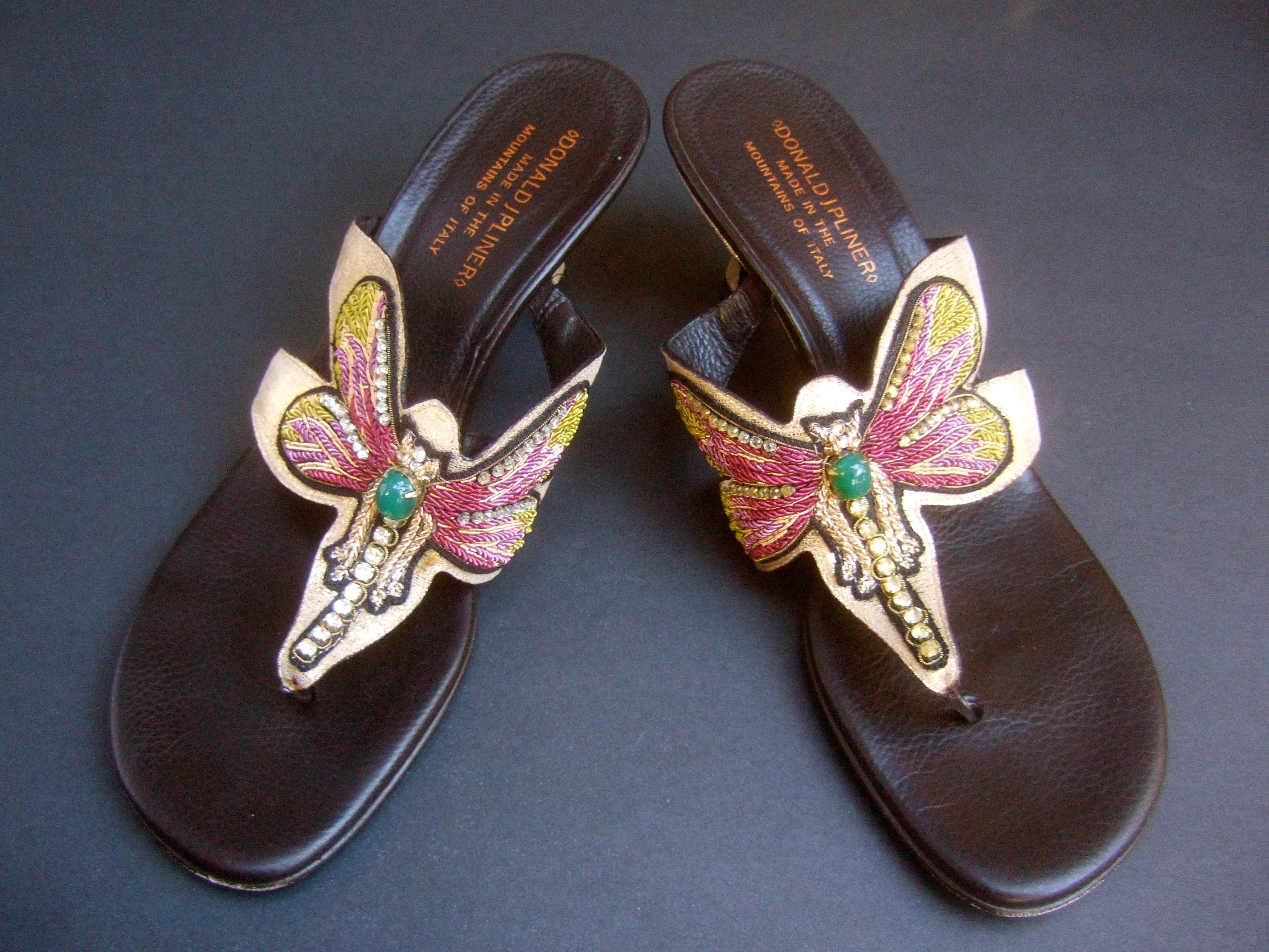 Opulent Italian Jeweled Gold Leather Dragonfly Sandals US Size 8.5 M - Etsy