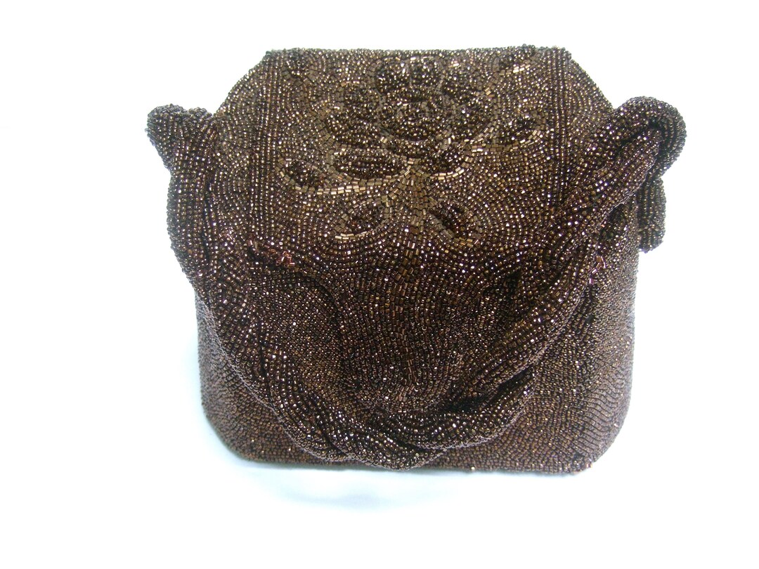 1940s Art Deco Copper Glass Beaded Box Purse - Etsy