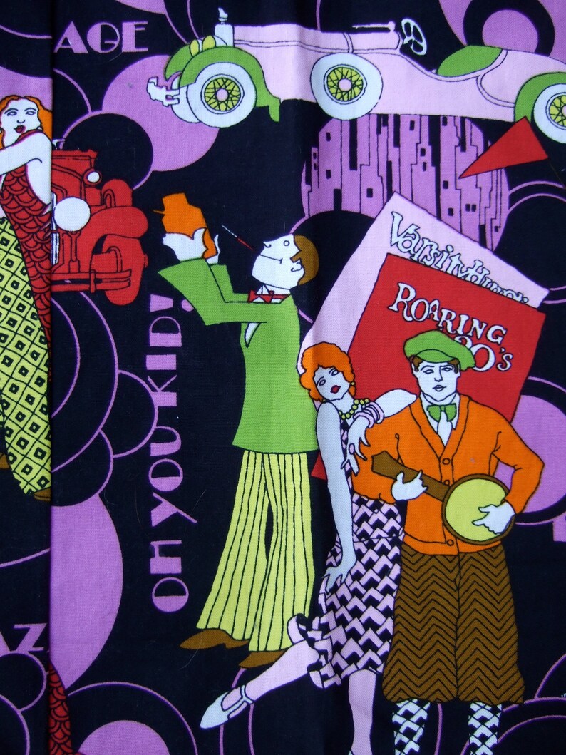 Mod 1970s Art Deco Inspired Graphic Print Large Sturdy Cotton - Etsy