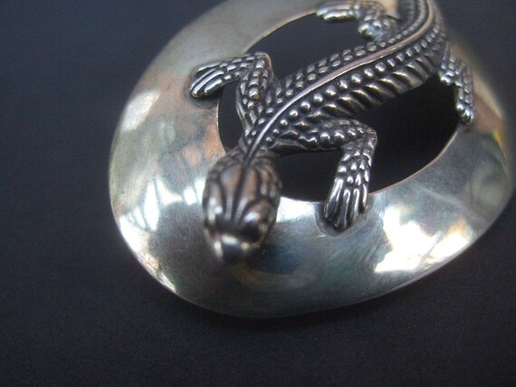 Massive Sterling Silver Lizard Artisan Pierced Earrin… - Gem