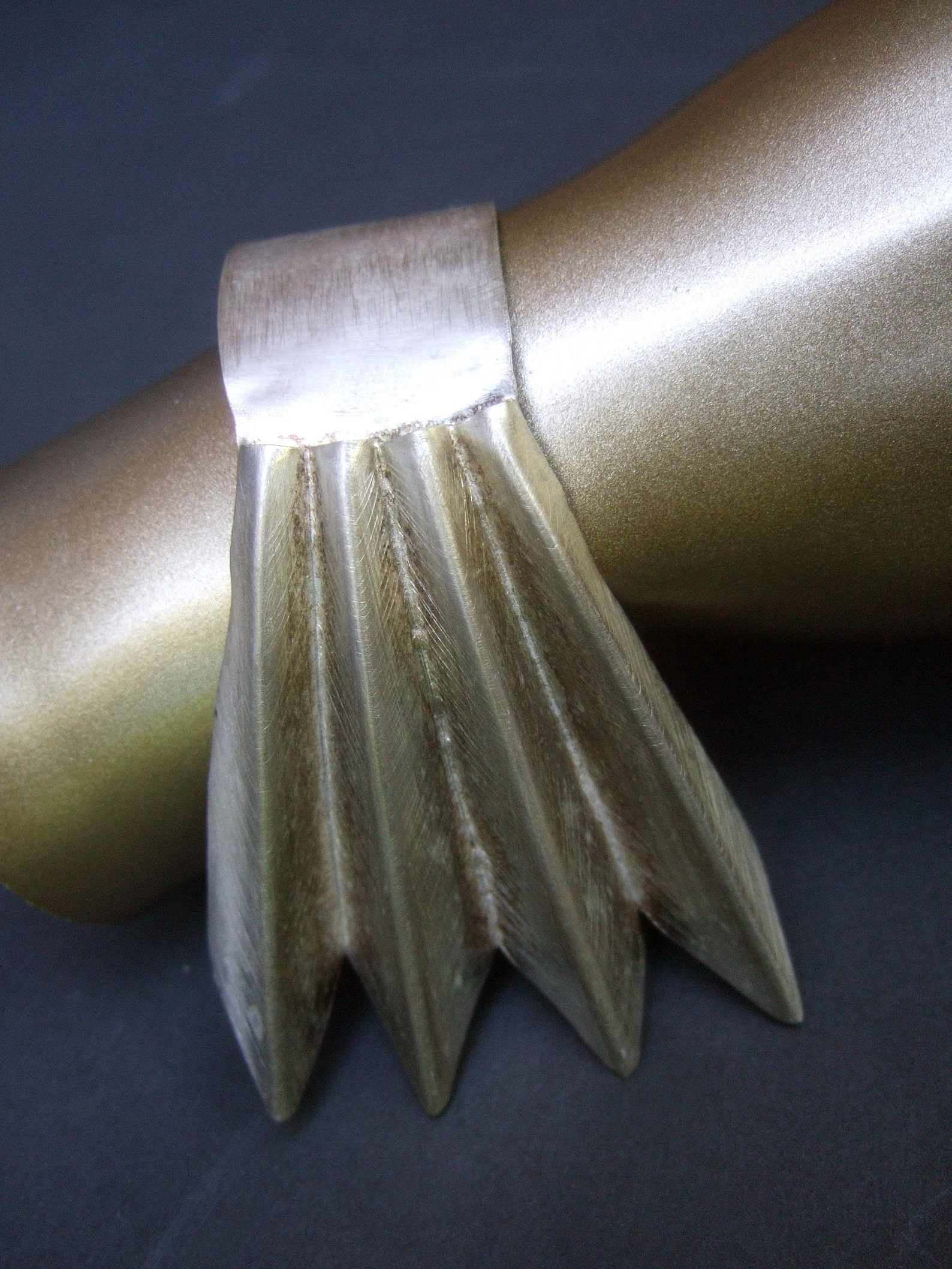 Avant-garde Sterling Silver Futuristic Artisan Cuff Wide Bracelet ...