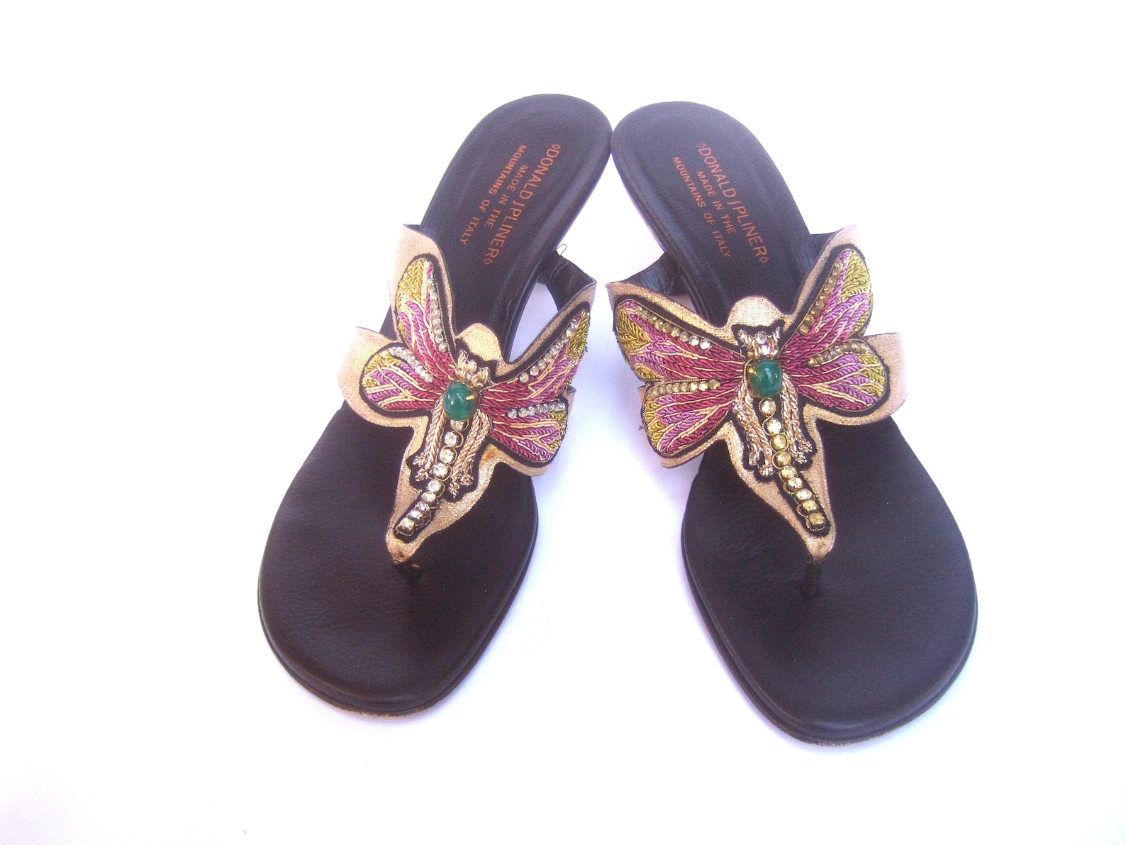 Opulent Italian Jeweled Gold Leather Dragonfly Sandals US Size 8.5 M - Etsy
