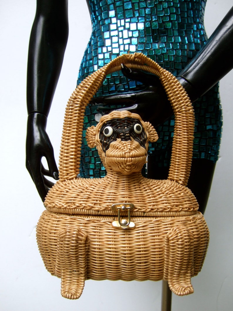 Charming Whimsical Extremely Rare Wicker Monkey Handbag - Etsy