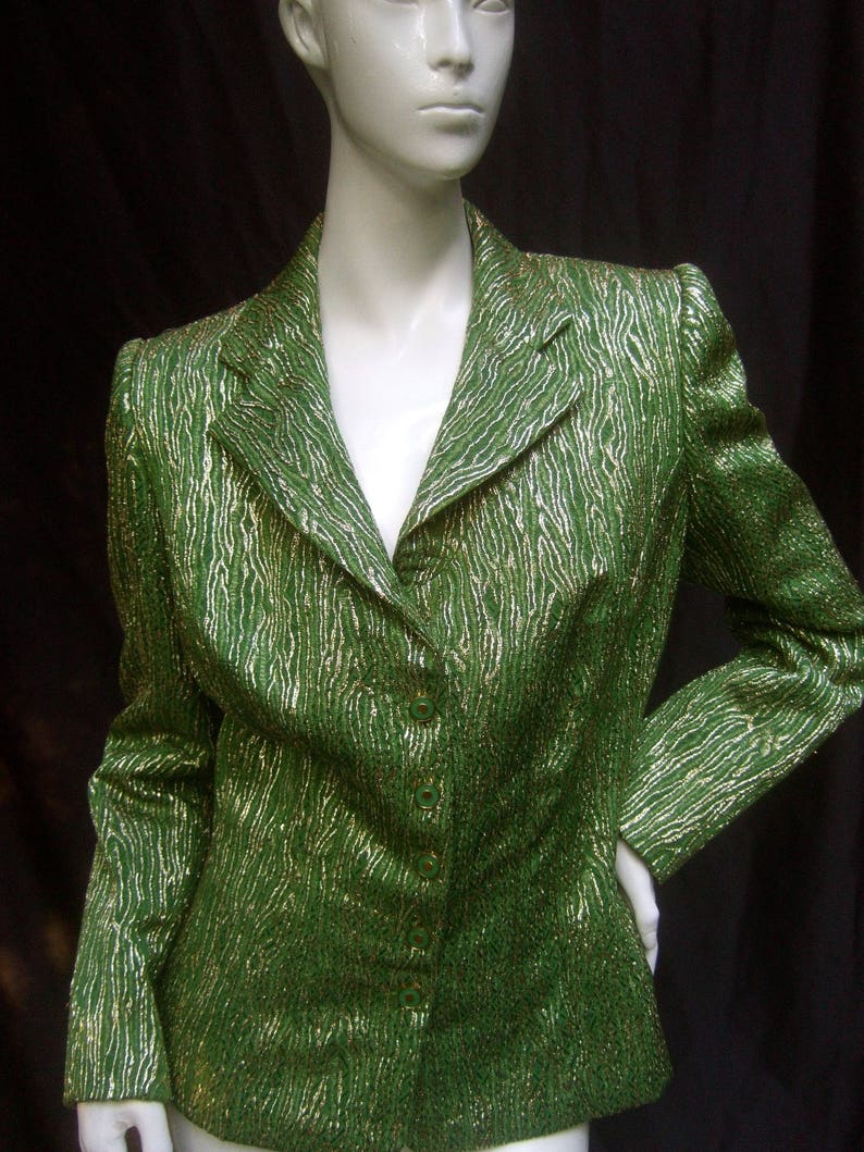 Luxurious Italian Chartreuse Metallic Lame Jacket for Neiman Marcus - Etsy