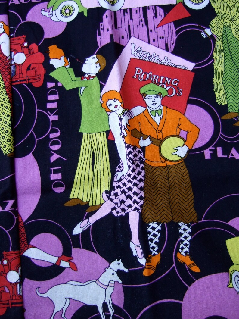 Mod 1970s Art Deco Inspired Graphic Print Large Sturdy Cotton - Etsy