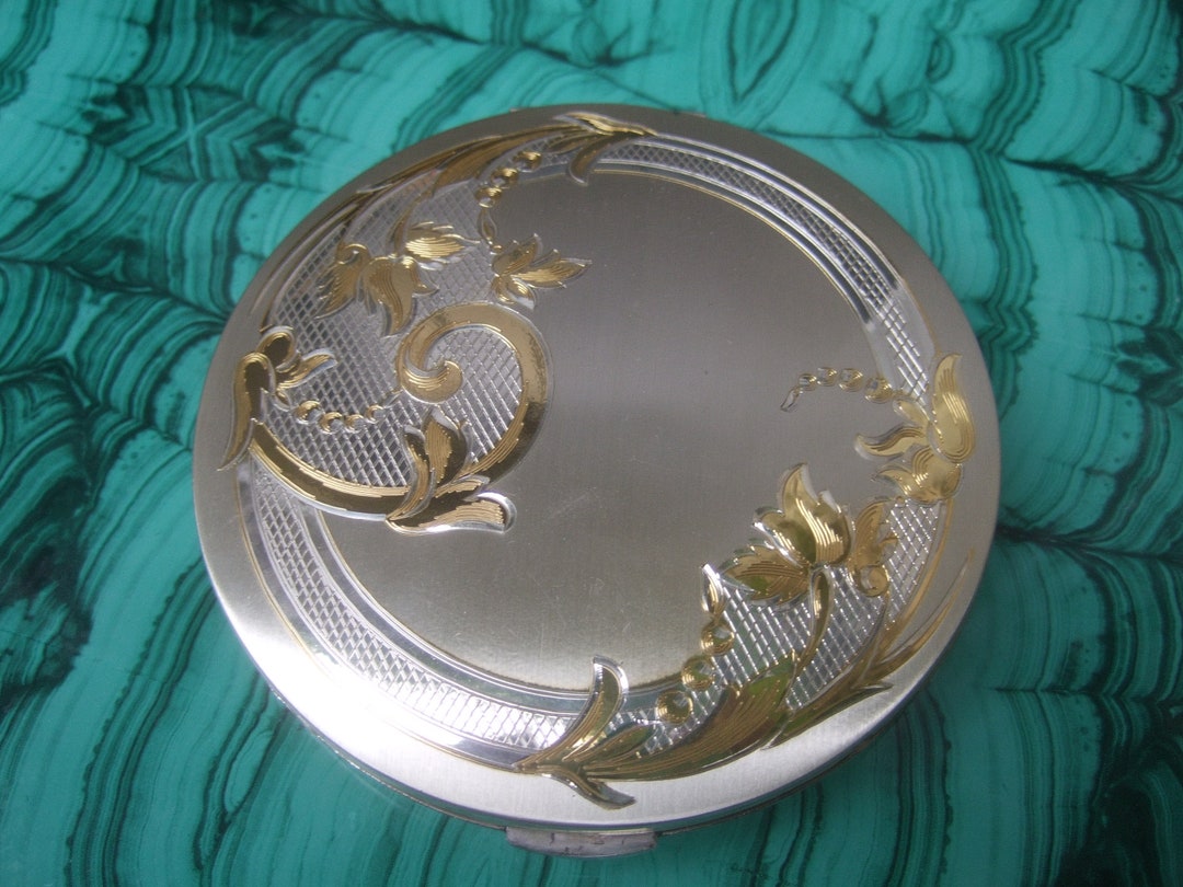 Sterling Silver Etched Floral Compact Designed by Elgin C 1960 - Etsy