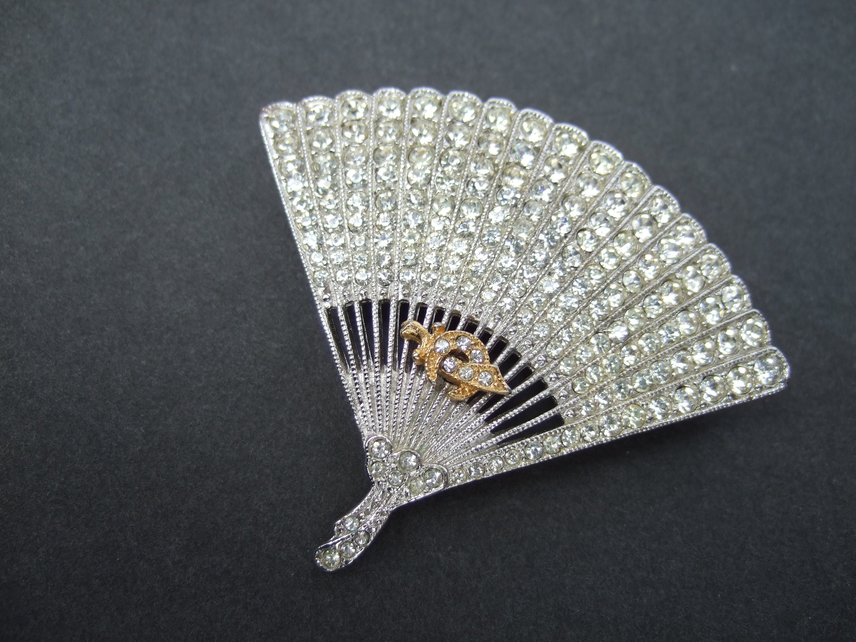 1960s Diamante' Crystal Art Deco Style Fan Brooch Designed by Ora - Etsy