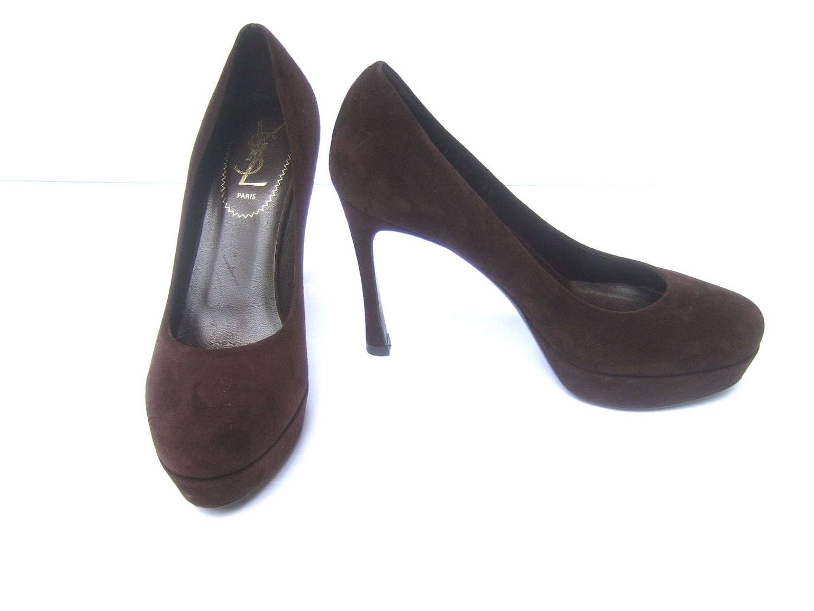 Yves Saint Laurent Chocolate Brown Suede Platform Shoes Size 36.5 - Etsy