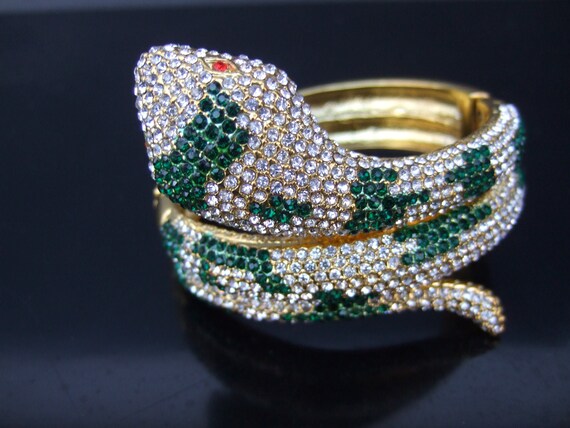Exotic Dramatic Glittering Crystal Serpent Bracelet c… - Gem