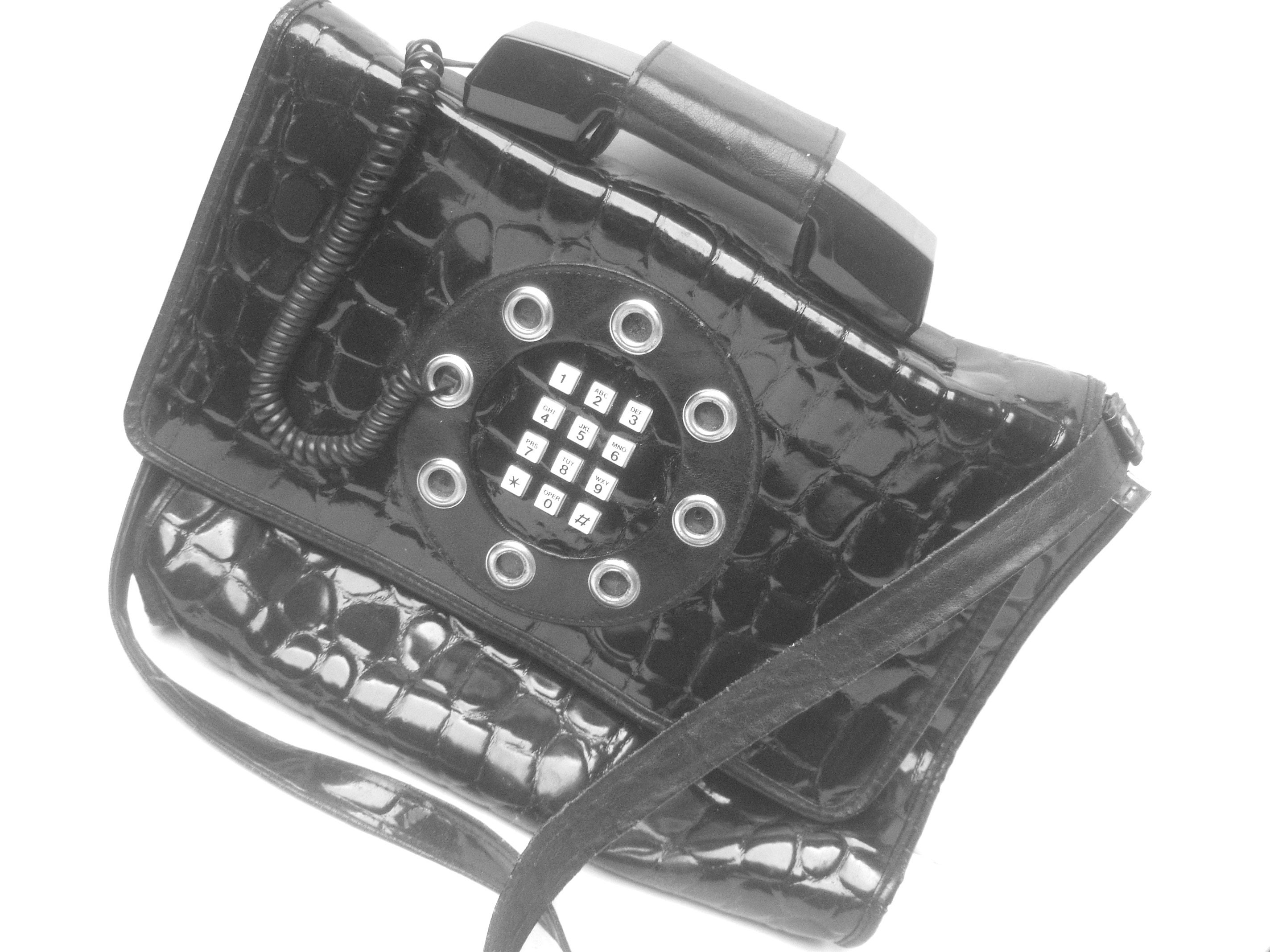 Mod Avant Garde Black Patent Vinyl Telephone Handbag - Etsy