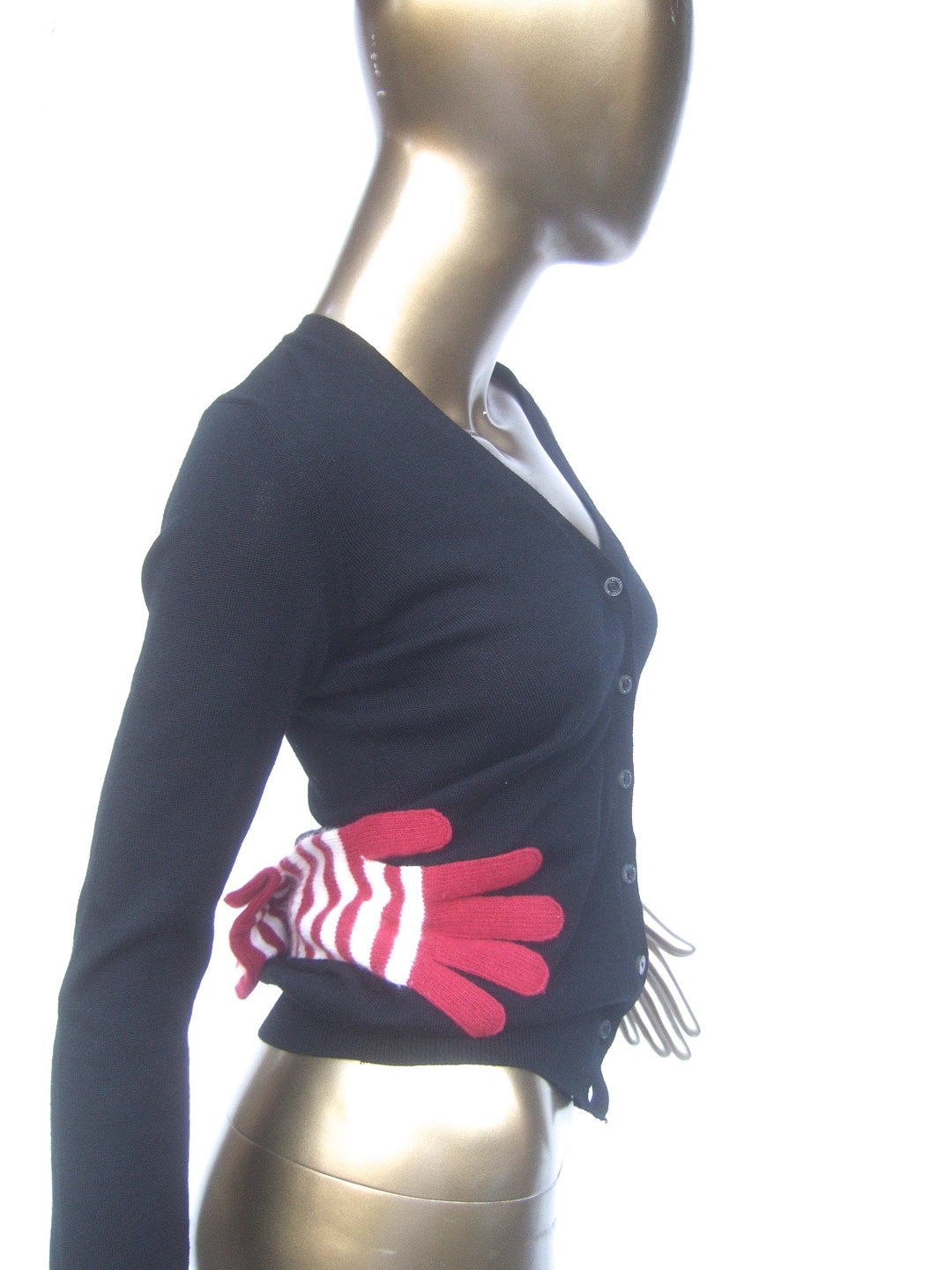 MOSCHINO Whimsical Italian Black Wool Glove Design Cardigan C - Etsy