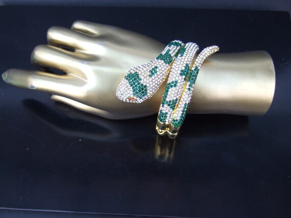 Exotic Dramatic Glittering Crystal Serpent Bracelet c… - Gem