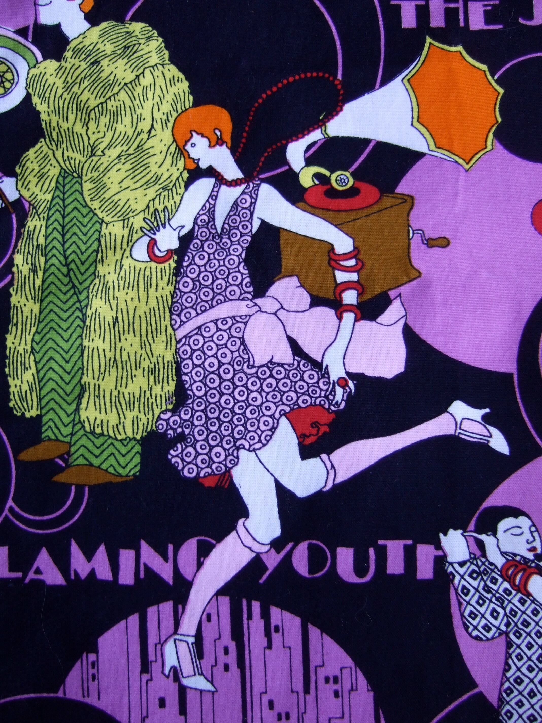 Mod 1970s Art Deco Inspired Graphic Print Large Sturdy Cotton - Etsy