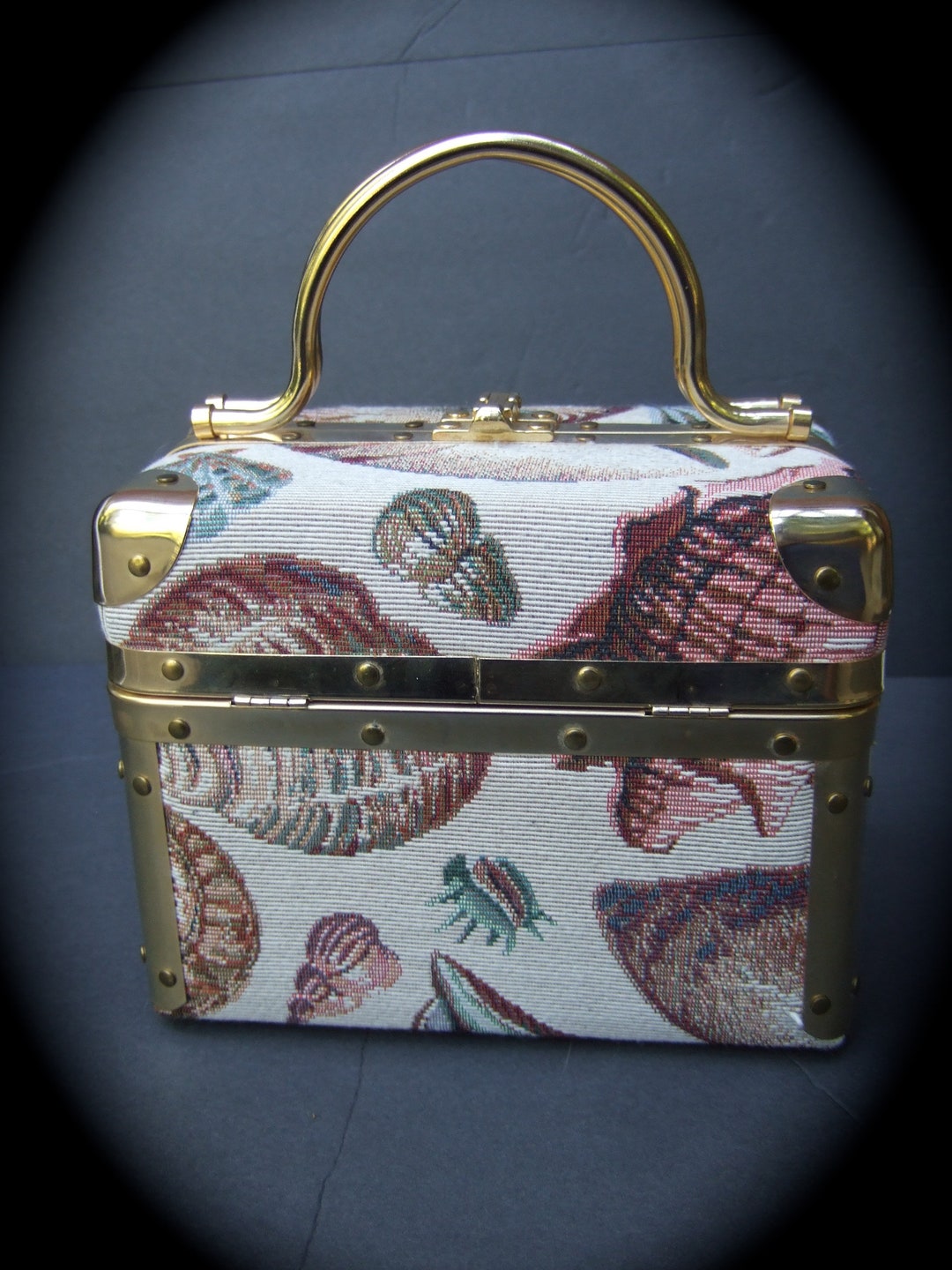 Sea Shell Cloth Tapestry Covered Box Purse Designed by Lisette New York ...