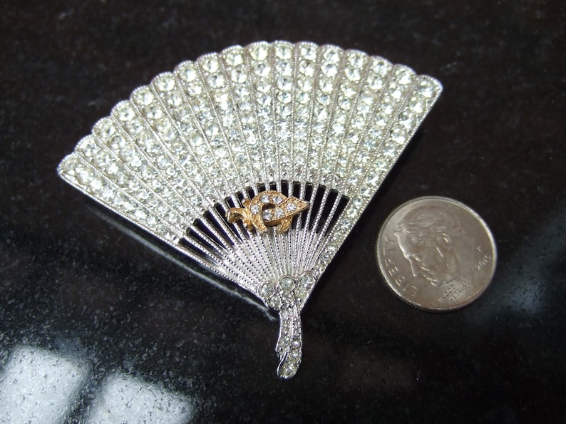 1960s Diamante' Crystal Art Deco Style Fan Brooch Designed by Ora - Etsy