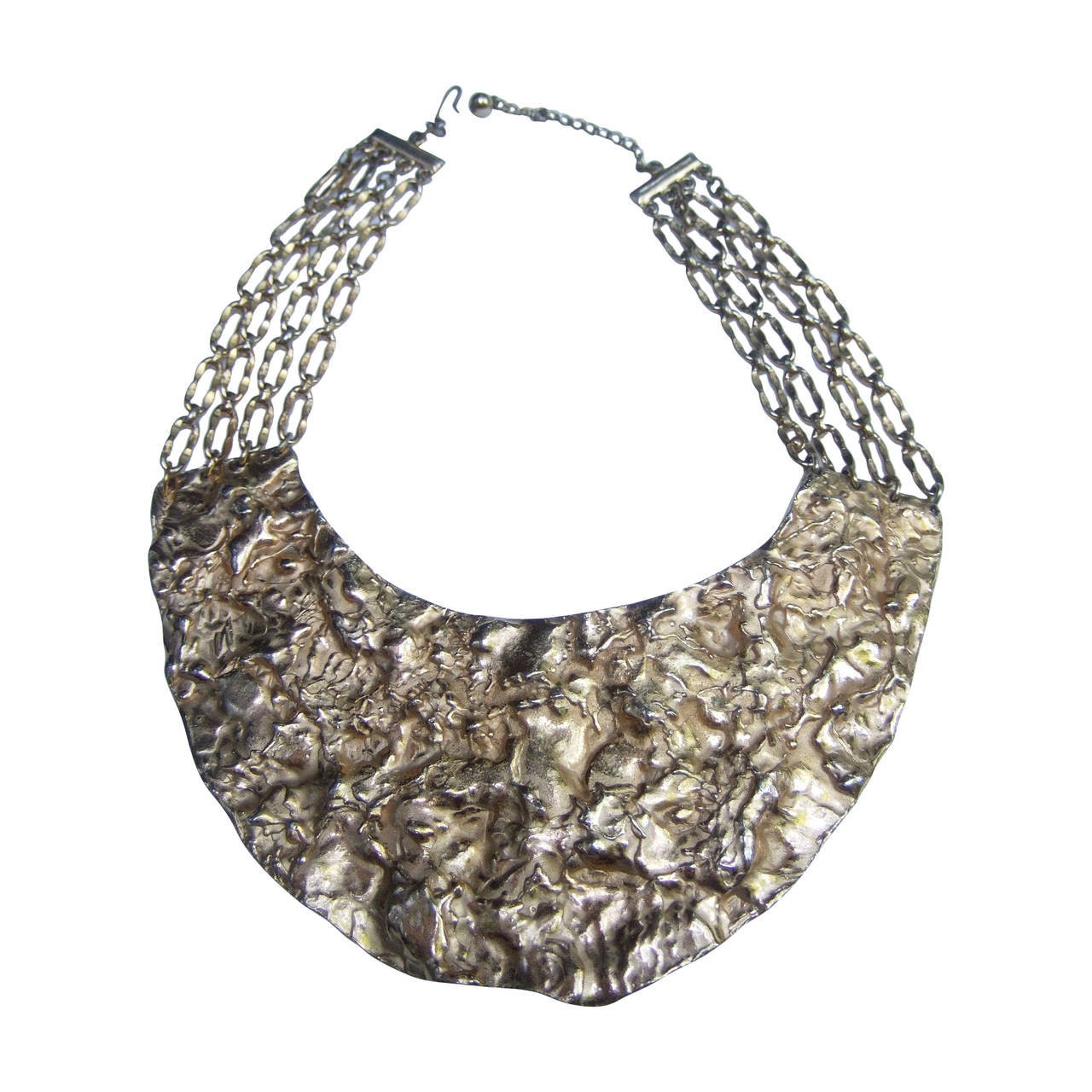 Huge Hammered Gilt Metal Bib Necklace. 1970's. - Etsy