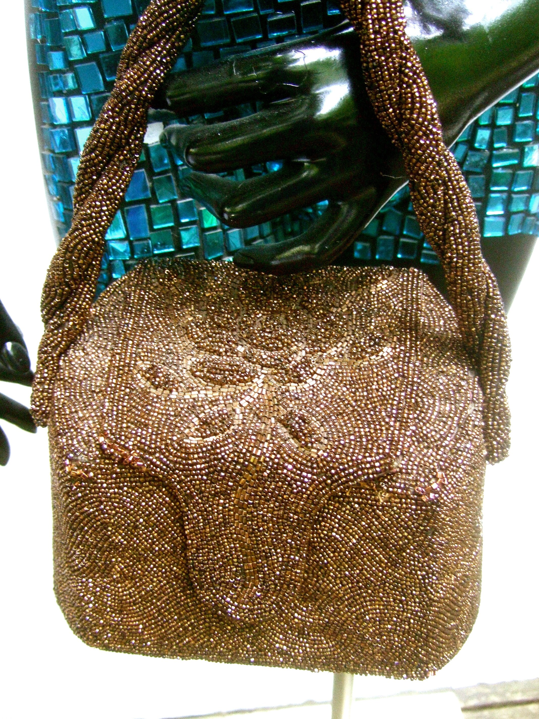 1940s Art Deco Copper Glass Beaded Box Purse - Etsy