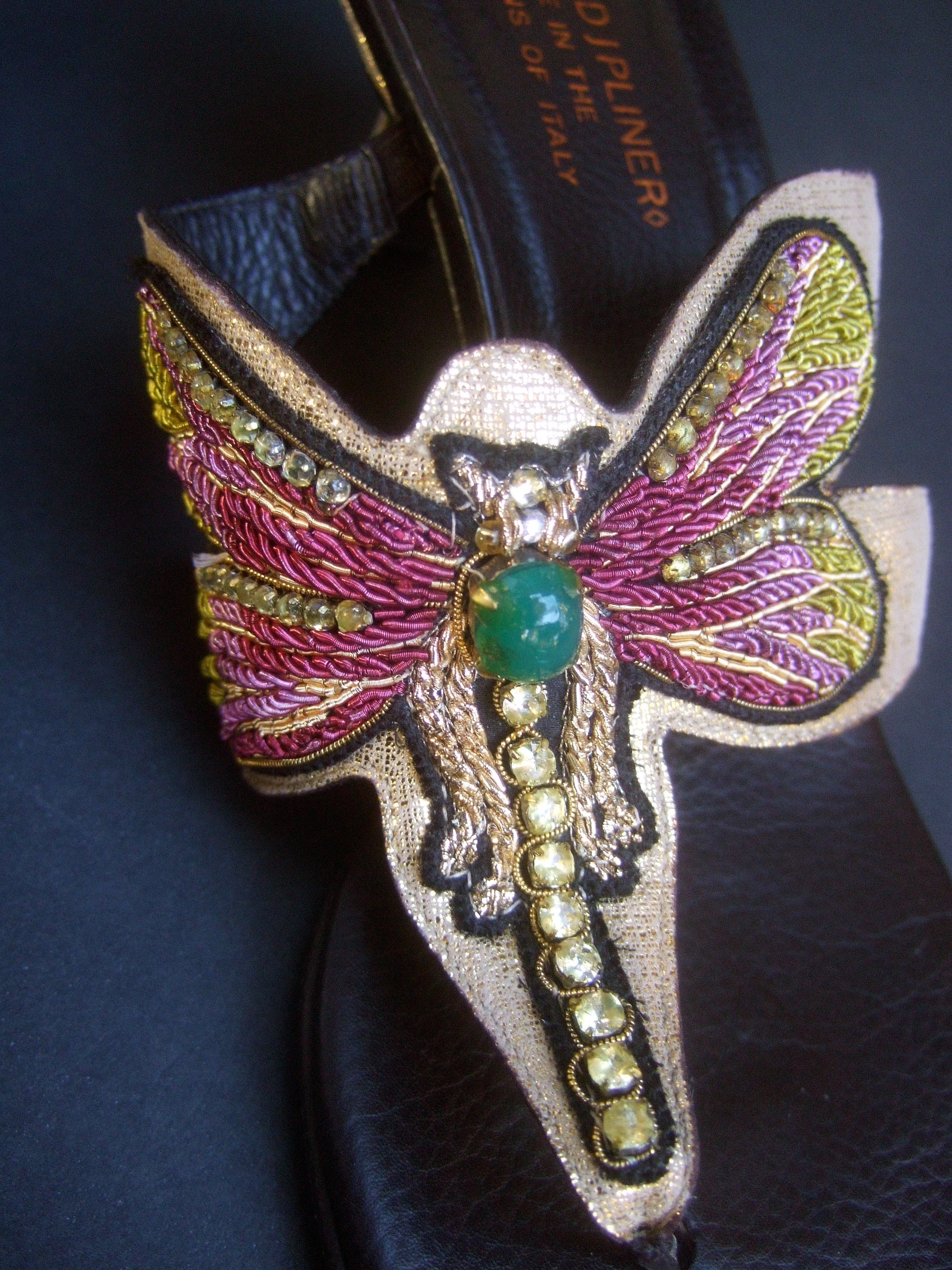 Opulent Italian Jeweled Gold Leather Dragonfly Sandals US Size 8.5 M - Etsy