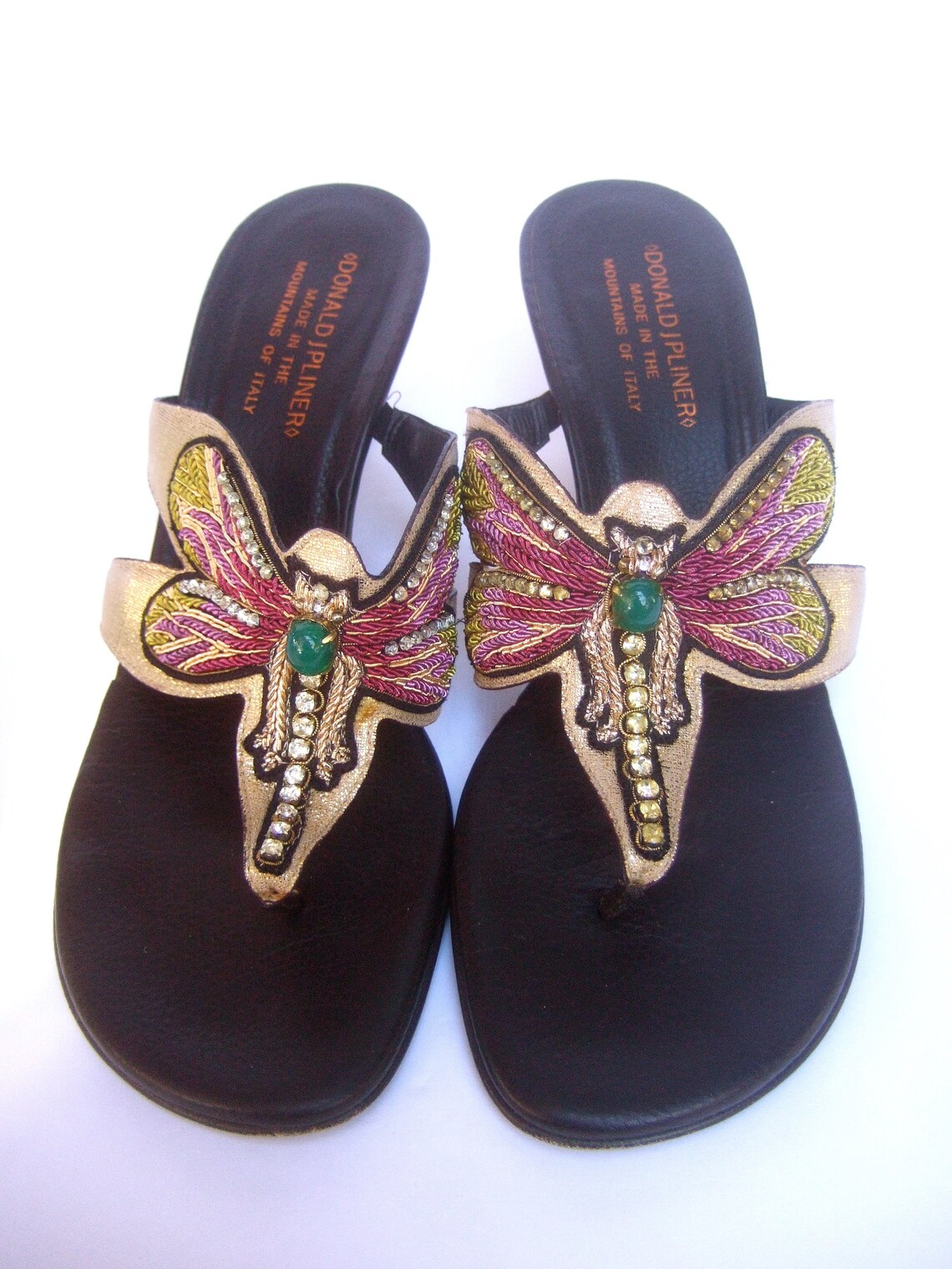 Opulent Italian Jeweled Gold Leather Dragonfly Sandals US Size 8.5 M - Etsy