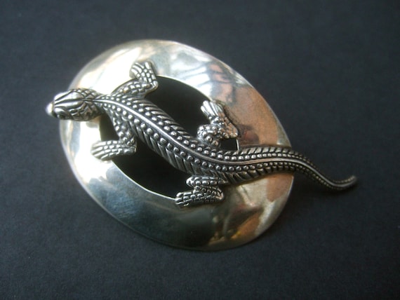 Massive Sterling Silver Lizard Artisan Pierced Earrin… - Gem