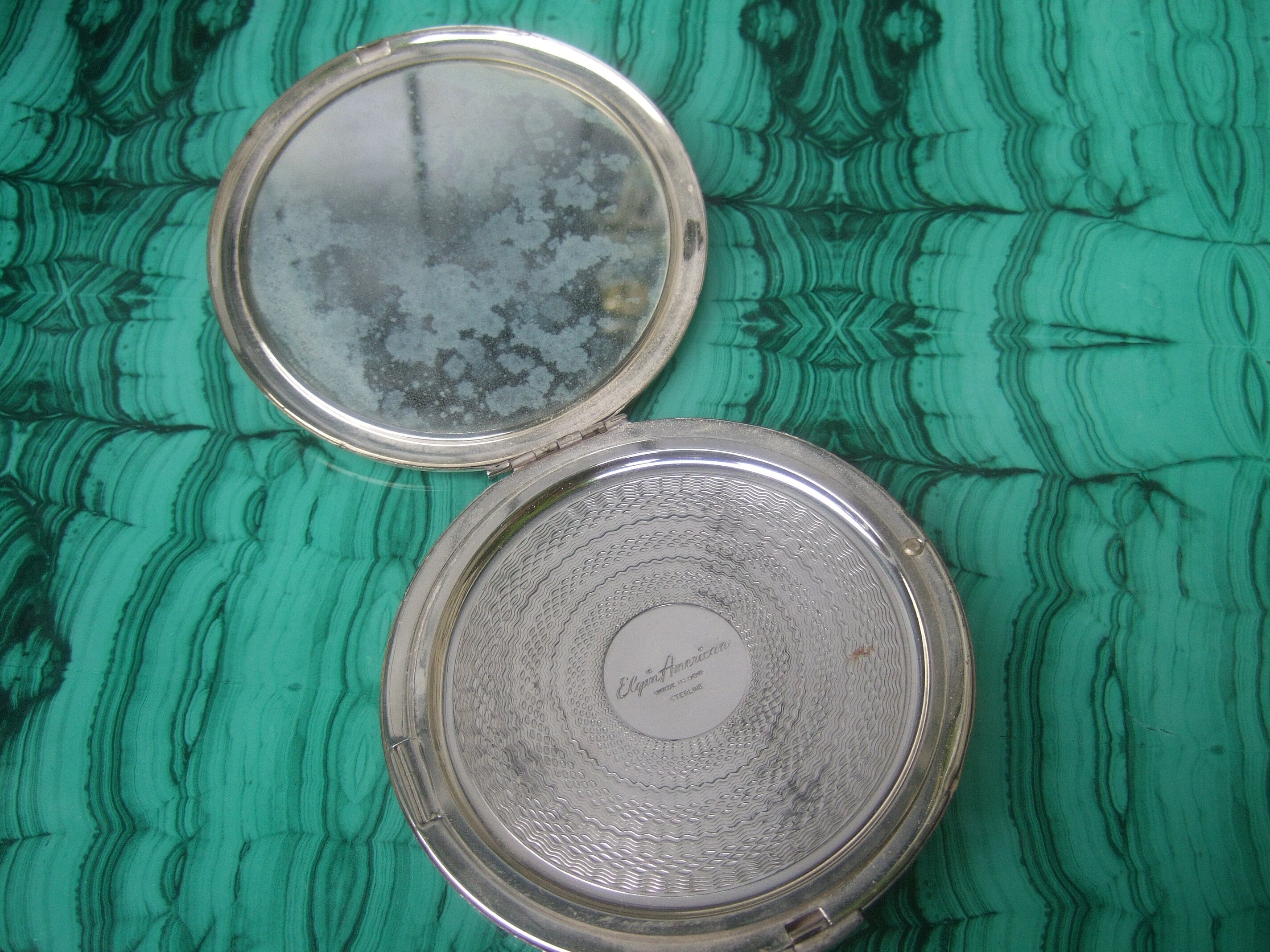 Sterling Silver Etched Floral Compact Designed by Elgin C 1960 - Etsy