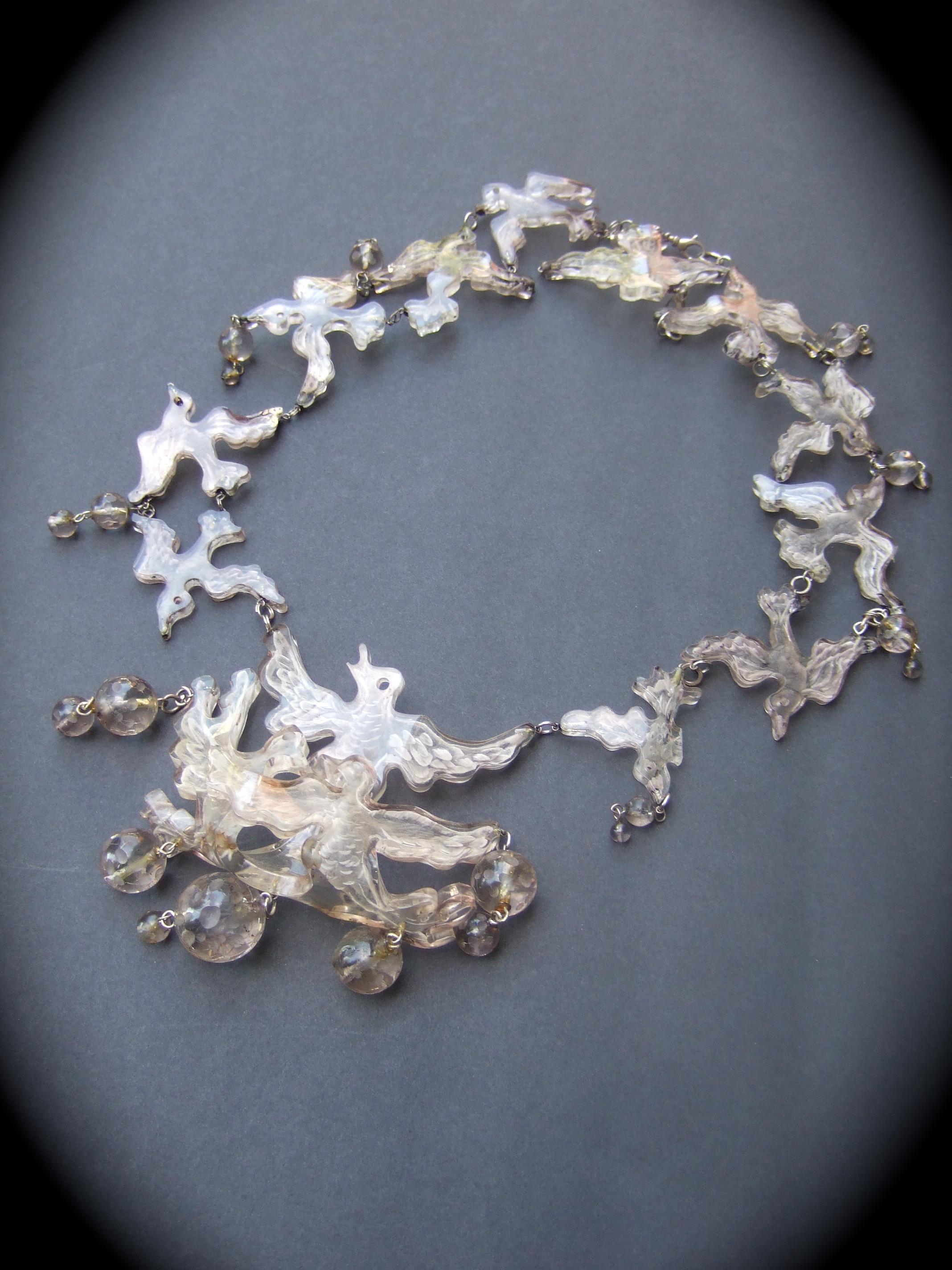 JOYCE FRANCIS Massive Spectacular Carved Lucite Articulated Bird Theme ...