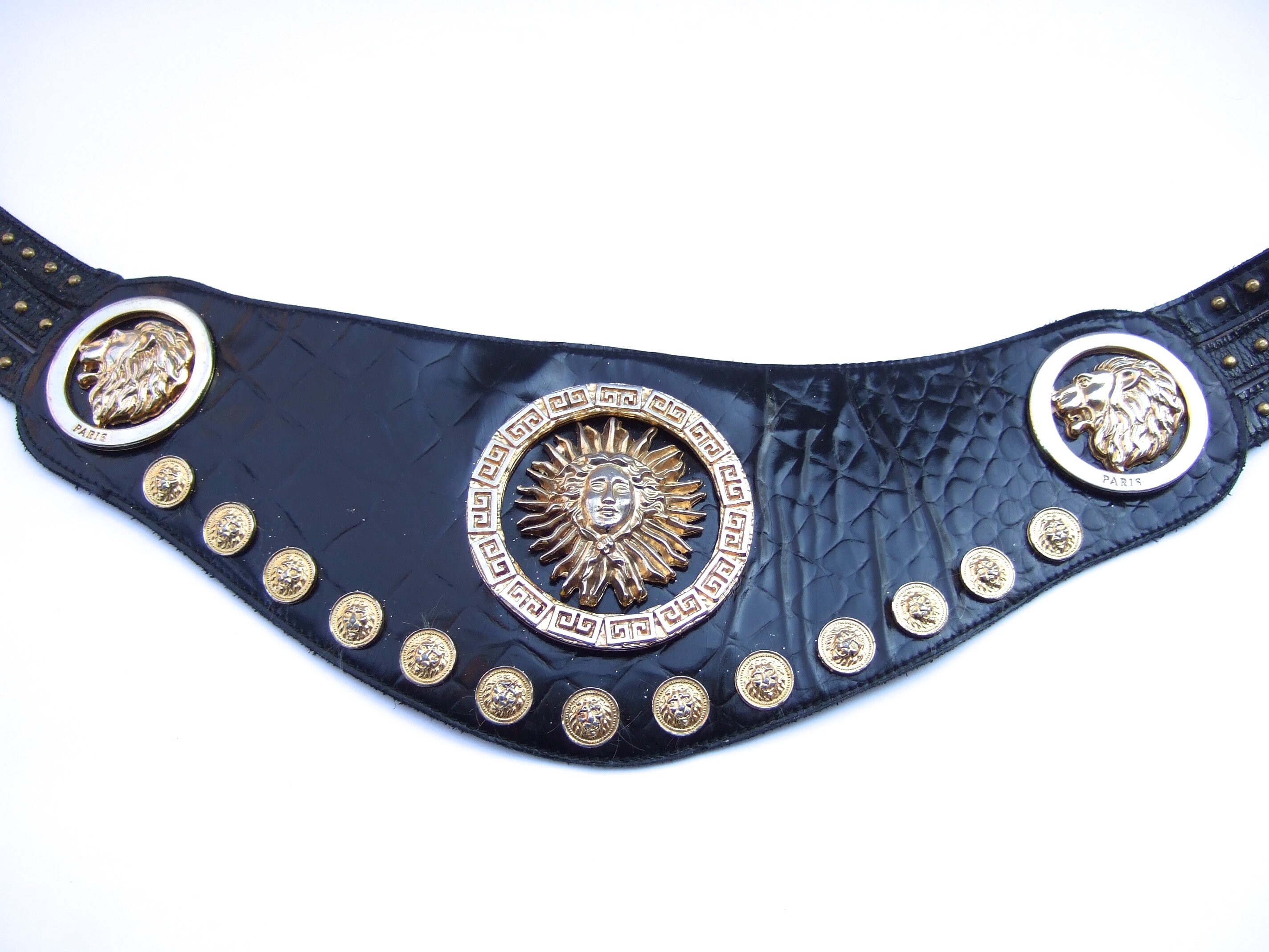 Dramatic Large Scale Gilt Medallion Embossed Black Patent - Etsy