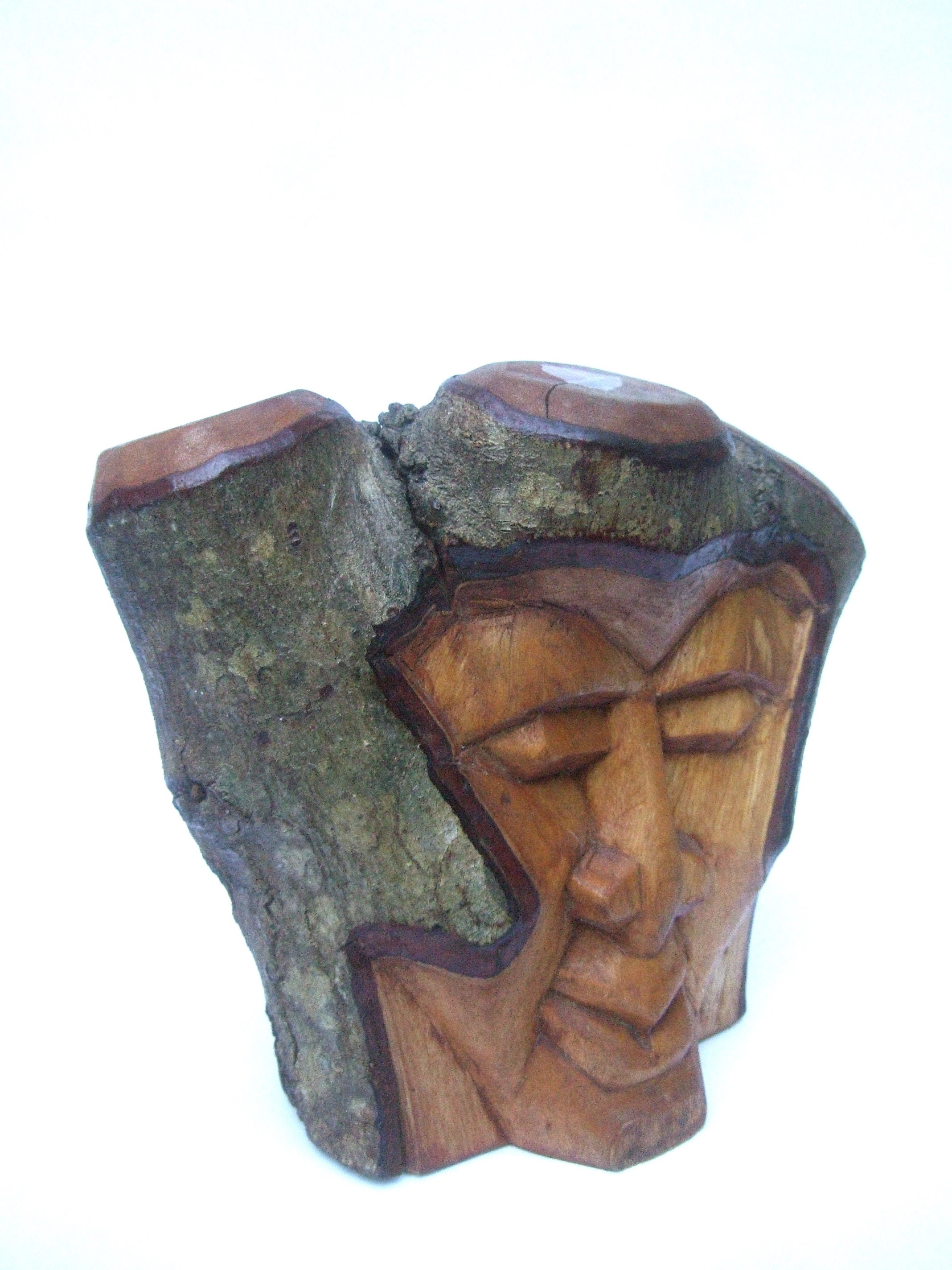 Hand Carved OOAK Artisan Wood Rustic Head Statue C 1970s - Etsy