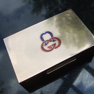 GUCCI Rare Sleek Mixed Metal Cloisonne' Enamel Small Trinket Box C ...
