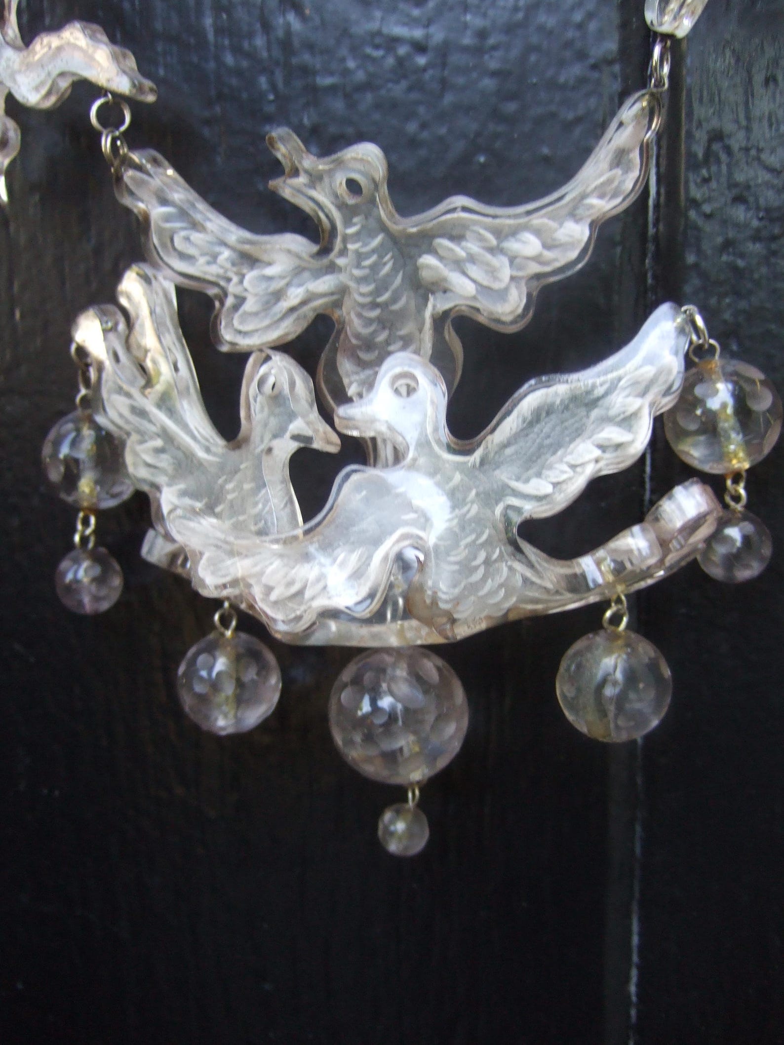 JOYCE FRANCIS Massive Spectacular Carved Lucite Articulated Bird Theme ...