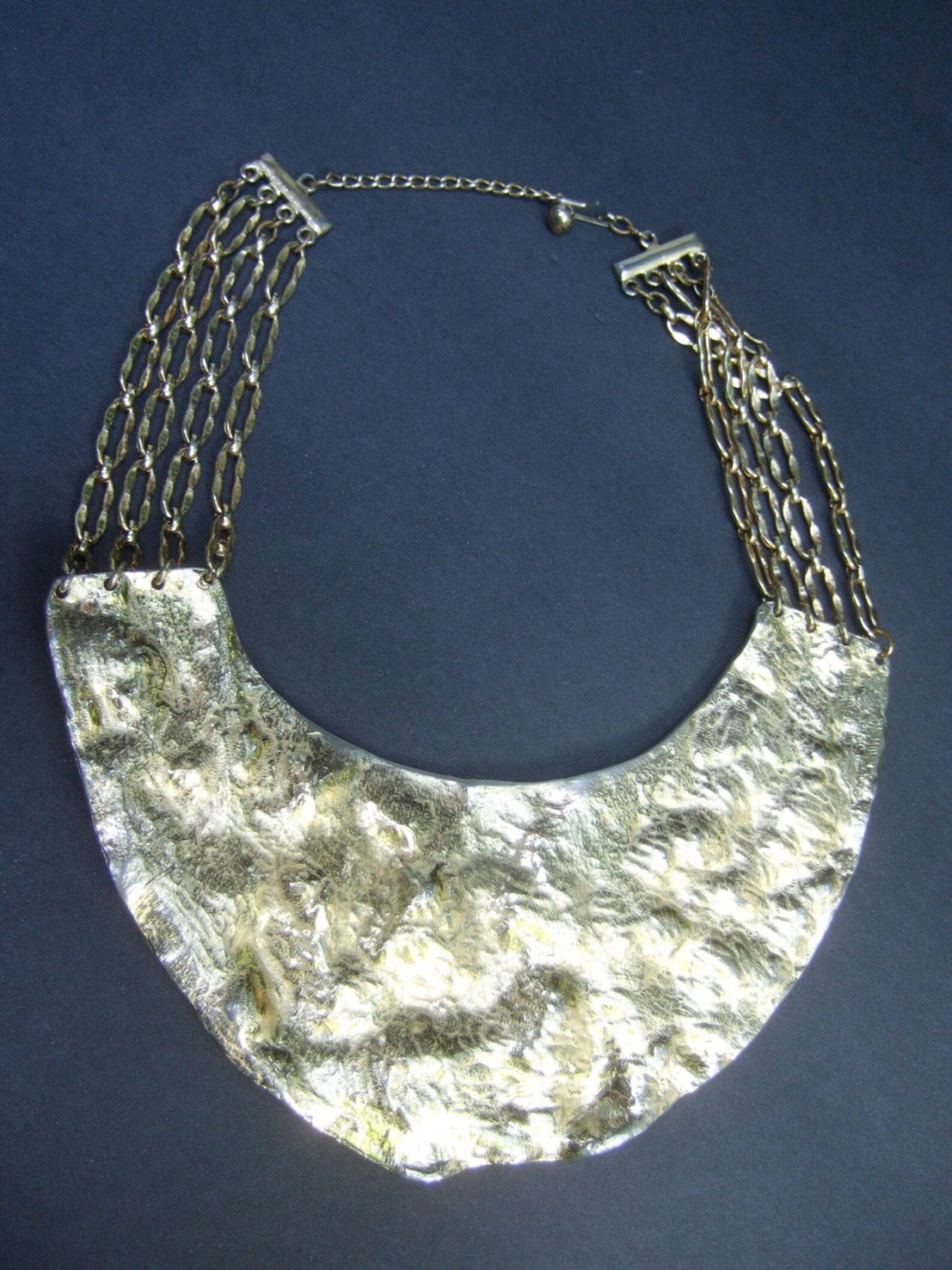 Huge Hammered Gilt Metal Bib Necklace. 1970's. - Etsy