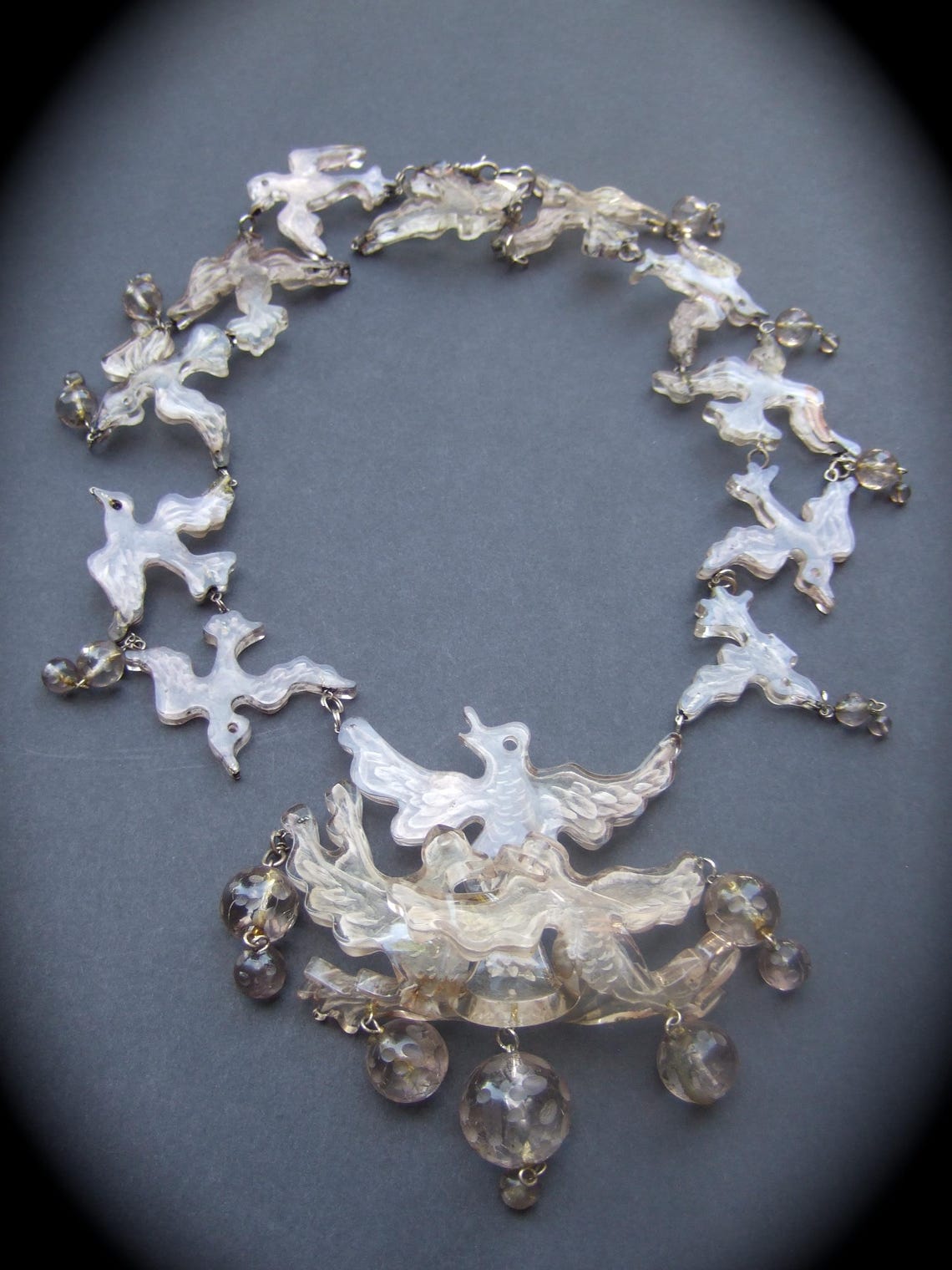 JOYCE FRANCIS Massive Spectacular Carved Lucite Articulated Bird Theme ...