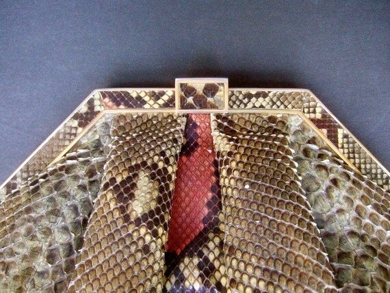 SAKS FIFTH AVENUE Sleek Italian Python Handbag c 1980s - Gem