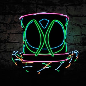 Festival Top Hat-custom 100% Handmade Neon,el Wire,light Up,mad Hatter ...