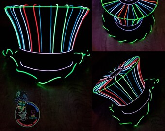 Nightmare Top Hat custom 100% Handmade Hat,el Wire,light Up,mad Hatter ...