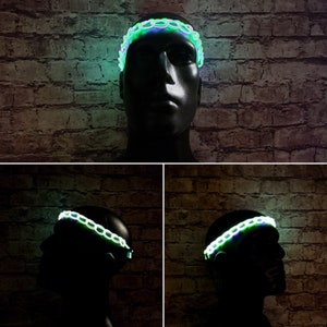 Light-up Glow Headband™ -handmade EL Wire,adjustable,outfit,braided,edm ...