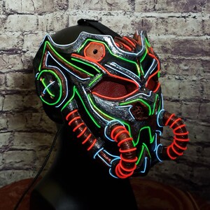 Cyborg SHOGUN Mask ~ Light Up,samurai,sculpted,resin,el Wire,painted ...