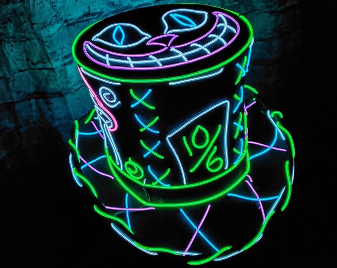 Tea Party Top Hat custom Handmade Neon Hats,el Wire,light Up,mad Hatter ...