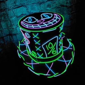 Tea Party Top Hat custom Handmade Neon Hats,el Wire,light Up,mad Hatter ...