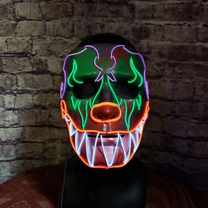 Scary Clown - Neon Mask Handmade,el Wire,clown,tribal,purge Mask,joker ...