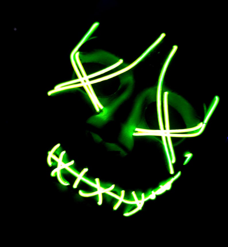 The Smirk Neon Mask, Handmade,el Wire,purge,prop,art,rave Outfit ...