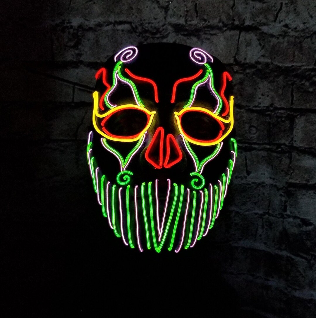 Giggles the Clown -neon Mask Handmade,el Wire,outfit,masquerade,art ...