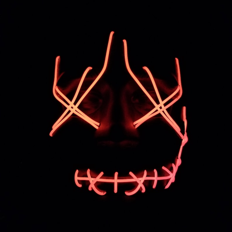 The Smirk Neon Mask Handmadeel Wirepurgepropartrave - Etsy