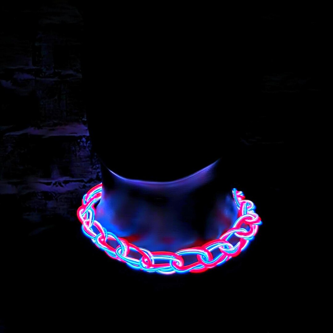 3 Color Light up Choker – Red White Blue EL Wire Festival Jewelry ...