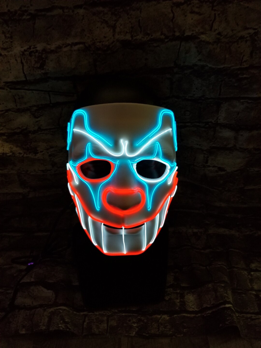 CLOWN OF THORNS Mask - Handmade El Wire Neon,prop,art,rave Outfit ...