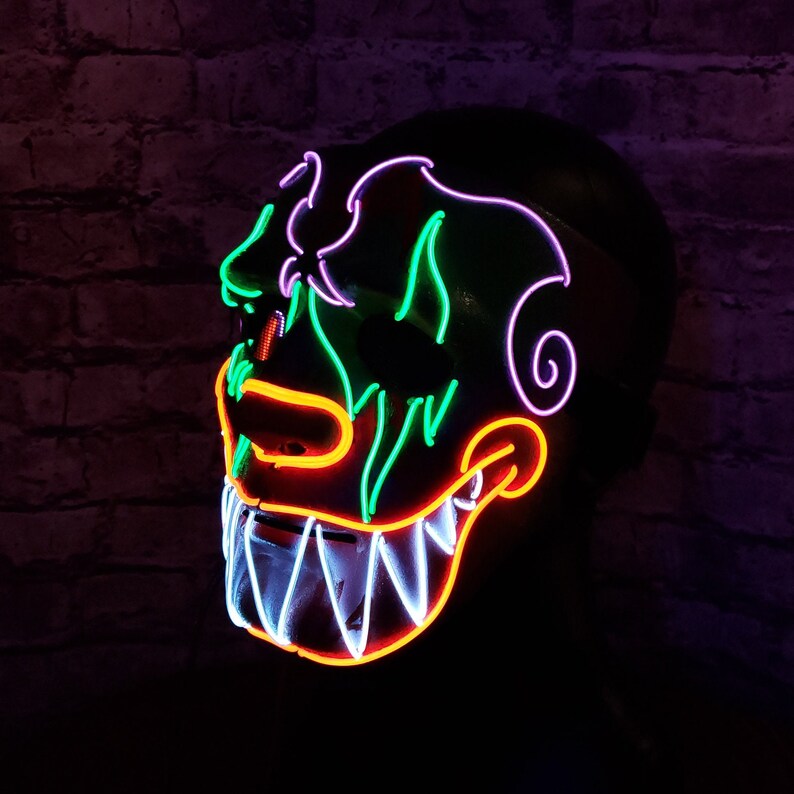 JESTER CLOWN - Neon Mask Handmade,el Wire,clown,tribal,purge Mask,joker ...
