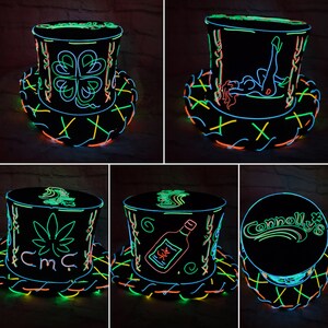 Custom Design Top Hat-handmade Bespoke,neon,el Wire,light Up,mad Hatter ...