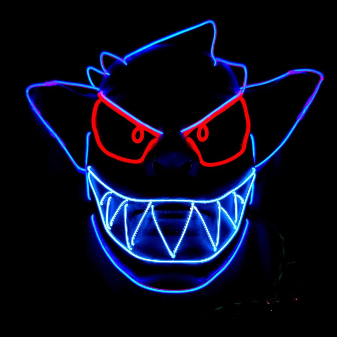 Gremlin Neon Mask With 3D Ears – Handmade EL Wire Glow Cosplay | Light ...