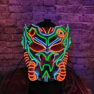 Cyborg SHOGUN Mask ~ Light Up,samurai,sculpted,resin,el Wire,painted ...