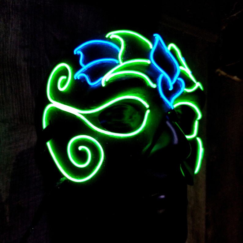 LOTUS FLOWER - Neon Half Mask Handmade,el Wire,masquerade,art,rave ...